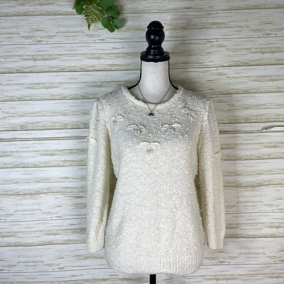 Vintage | Sweaters | Vintage Ivory Cherry Open Knit Sweater | Poshmark